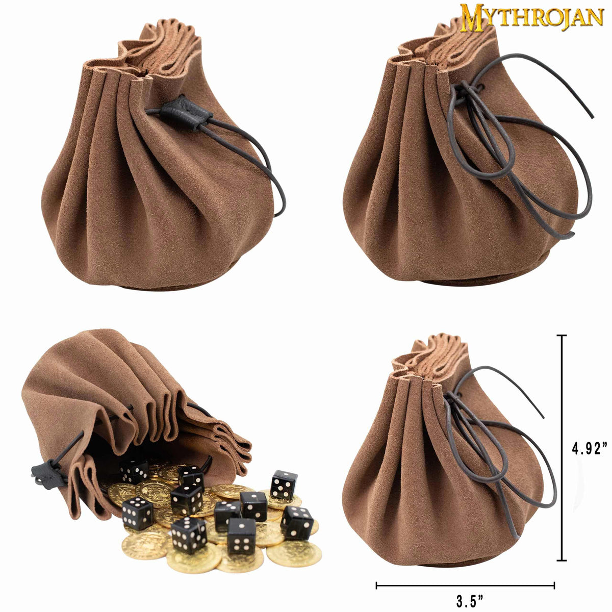 Drawstring Dice Bag - Brown| Make Your Own Medieval