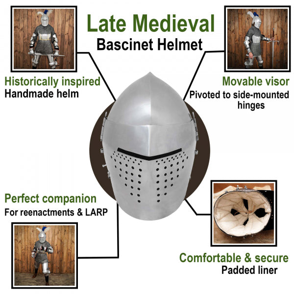 Medieval Helm, Bascinet Early - Mid 14th Century Helmet | Make Your Own Medieval