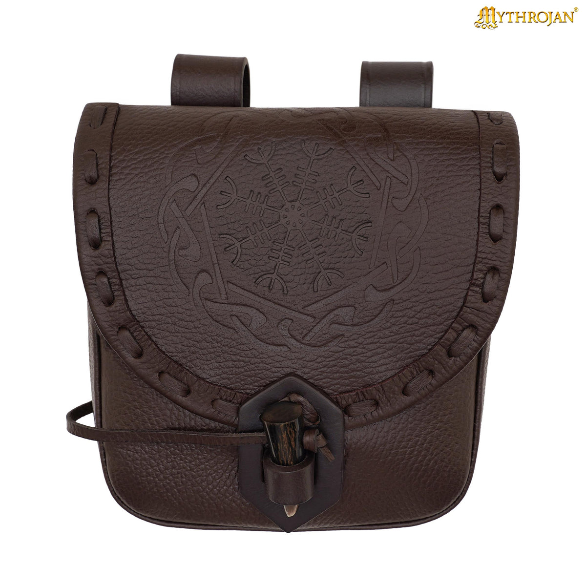 Helm of Awe Viking Rune Bag with Horn Toggle - Brown| Make Your Own ...