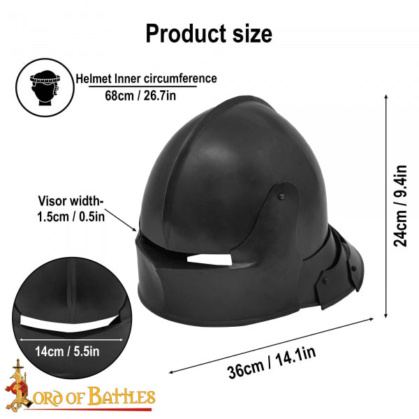 Black German Gothic 15th Century Medieval Sallet Helm| Make Your Own ...