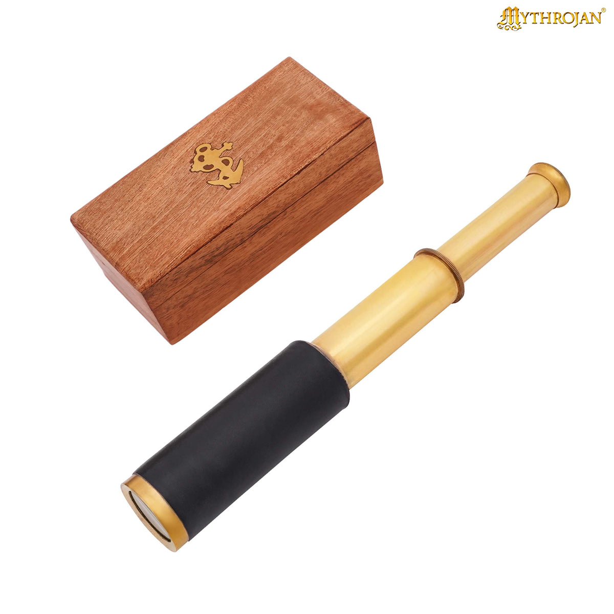 Mini 9'' Brass Telescopewith Wooden Box| Make Your Own Medieval