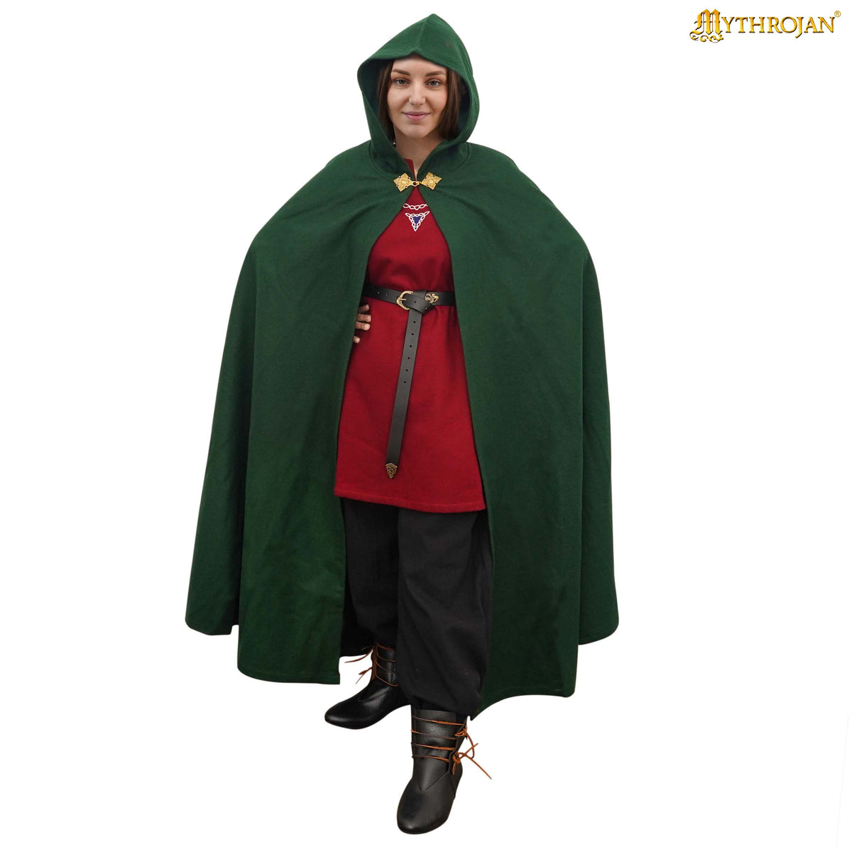 Green Wool Cape With Brass Viking Clasp| Make Your Own Medieval
