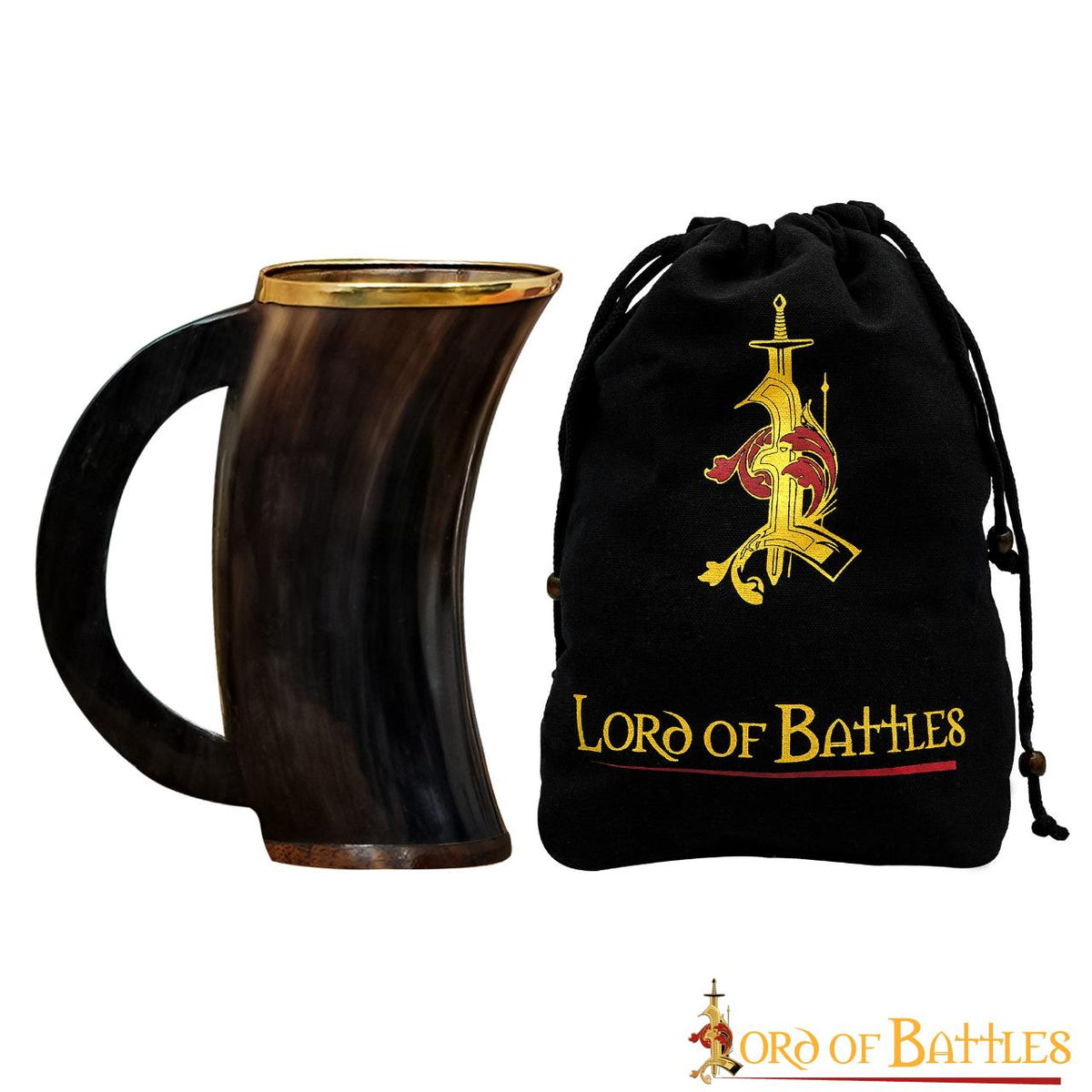 Horn Mug with Brass Trim - 5" to 6"| Make Your Own Medieval