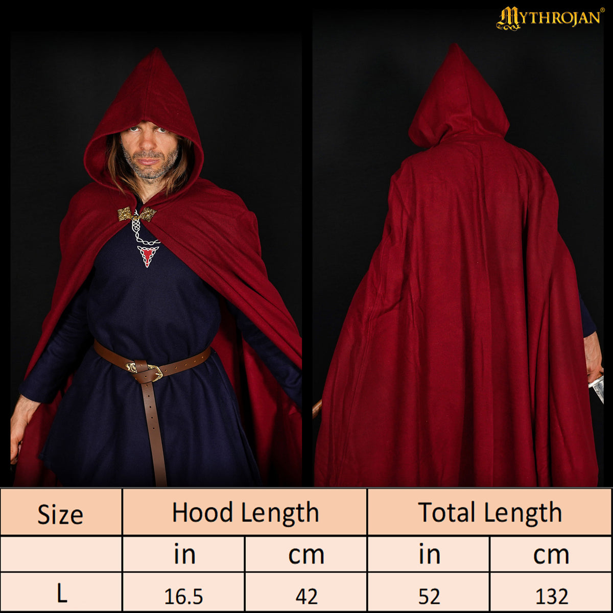 Red Wool Cape With Brass Viking Clasp| Make Your Own Medieval