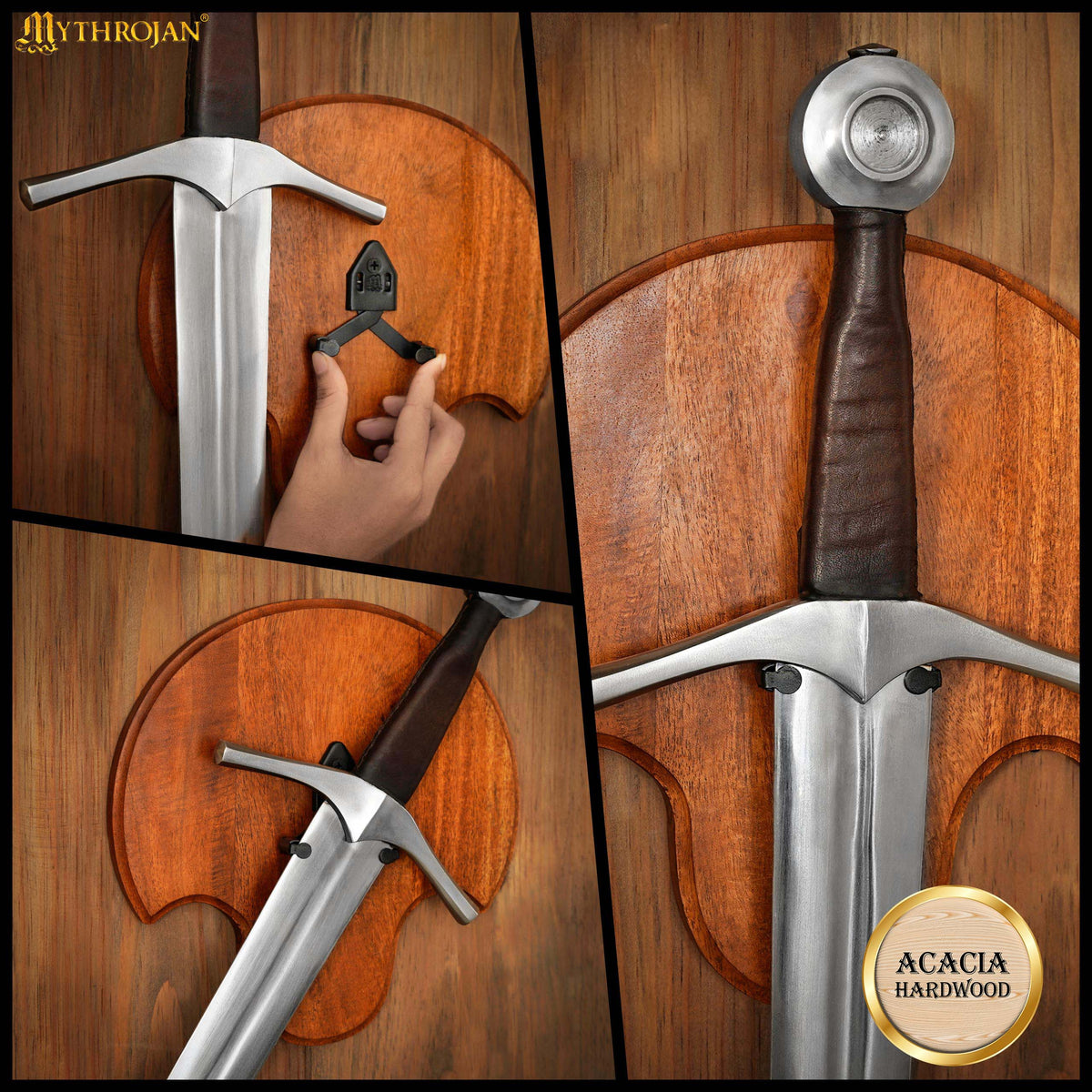 Handwood Sword Plaque with 15mm & 20mm Screw 10 x 9| Make Your Own Medieval