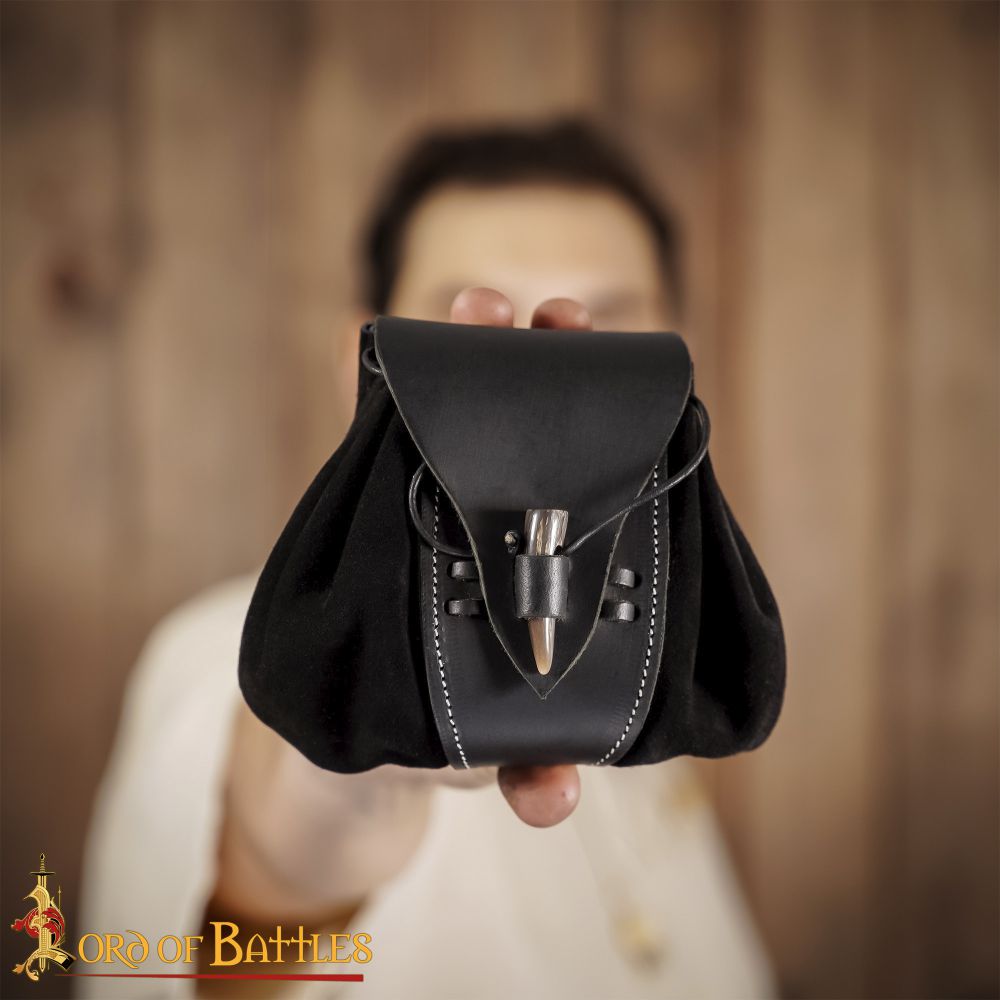 Renaissance Leather Bag with Toggle -Black| Make Your Own Medieval