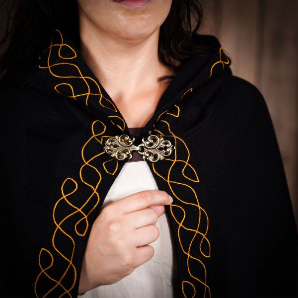Black Wool Cape With Hood and Brass Clasp| Make Your Own Medieval