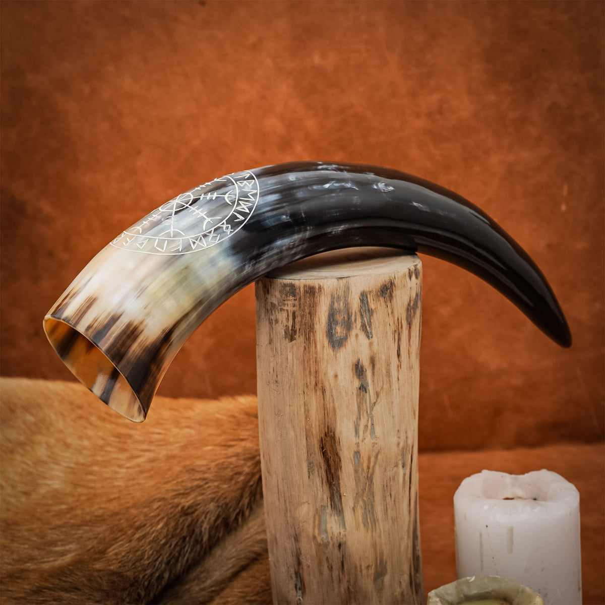 Drinking Horn with hand Carved Viking Runes| Make Your Own Medieval