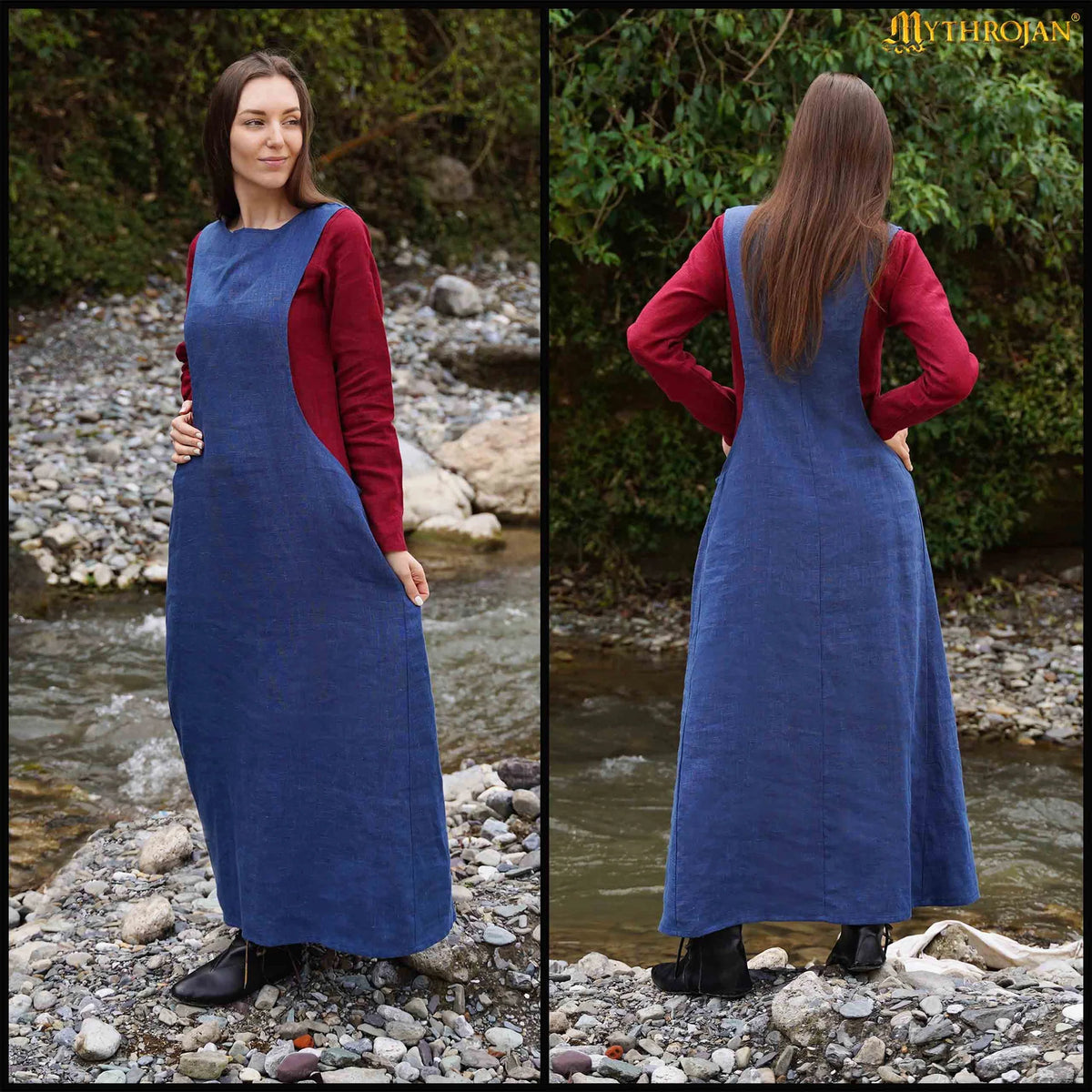 Medieval Sideless Surcoat - Blue Linen| Make Your Own Medieval