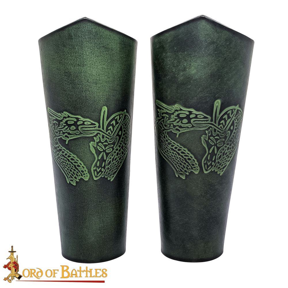 Midgard Dragon Leather Bracers - Green| Make Your Own Medieval