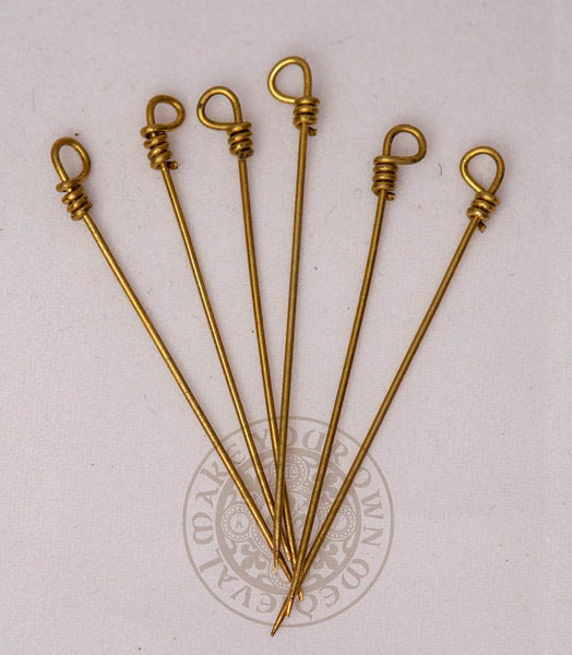 Medieval Veil and Clothing Brass Pins - Set of Six | Make Your Own Medieval