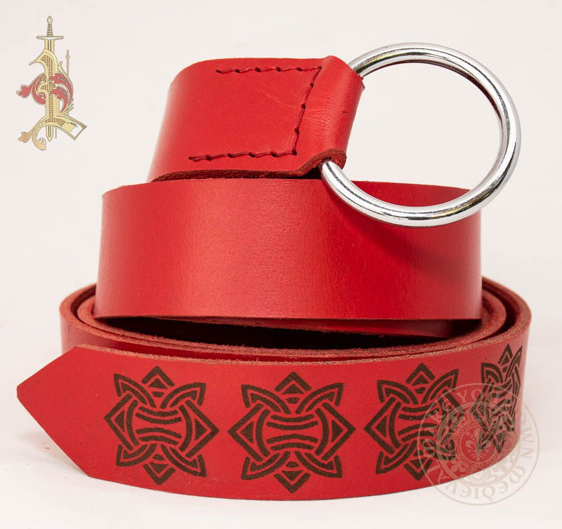 Viking LARP Ring Belt in Red - With Knotwork Design| Make Your Own Medieval