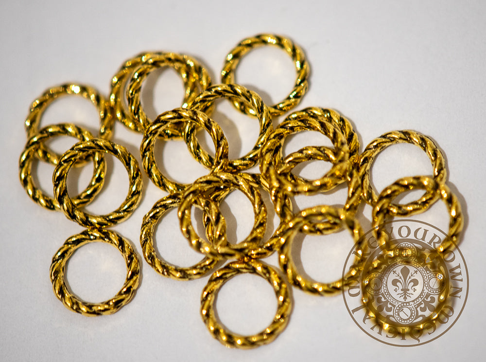 Stripe Lacing Ring Gold- Set of 20| Make Your Own Medieval