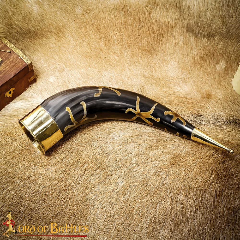 Large Brass Capped Drinking Horn (13"-15")| Make Your Own Medieval