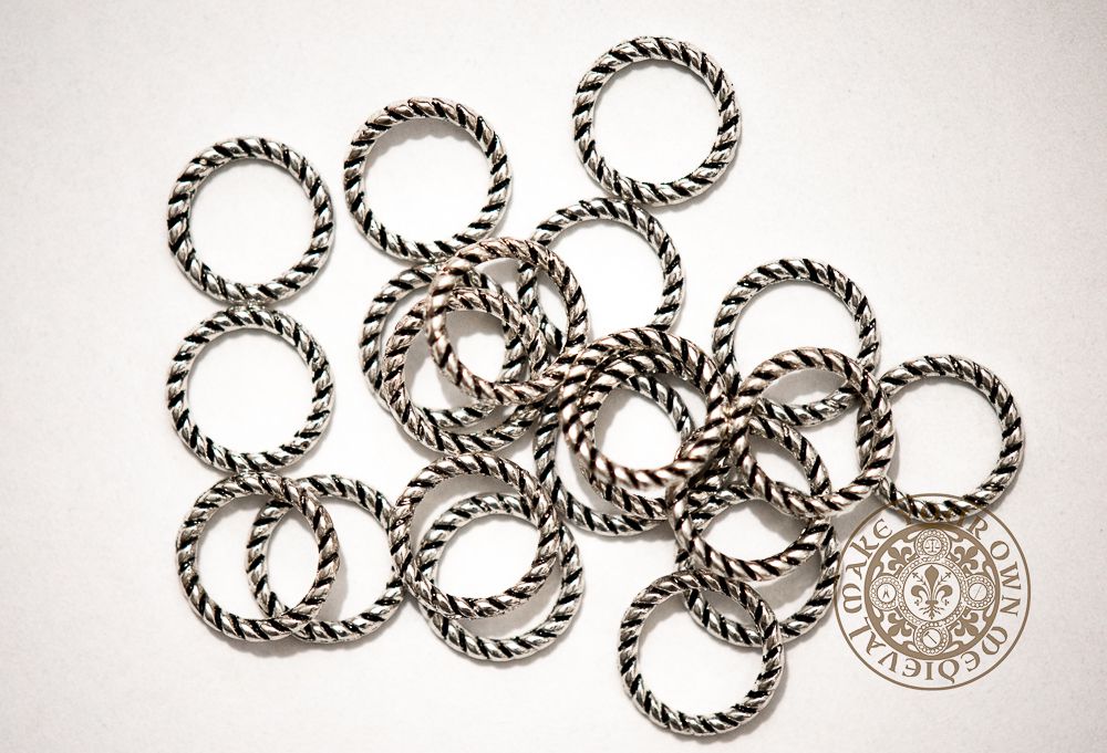 Stripe Lacing Ring Silver - Set of 20| Make Your Own Medieval