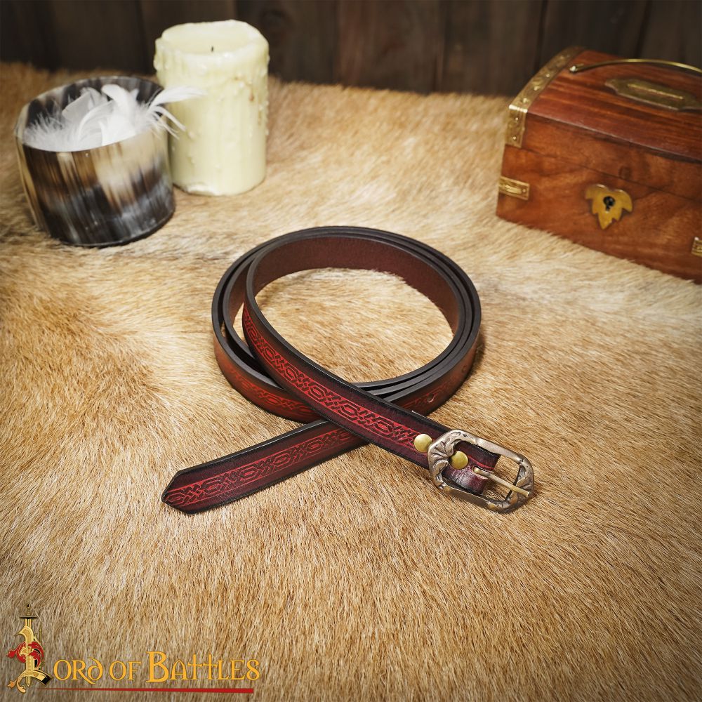 Renaissance Red Belt with Embossed Strap| Make Your Own Medieval